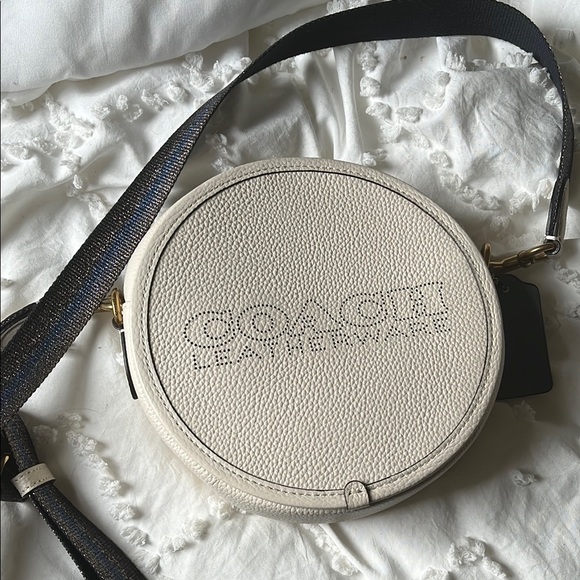 Coach | Bags | Coach White Circular Crossbody Bag With Embossed Logo ...